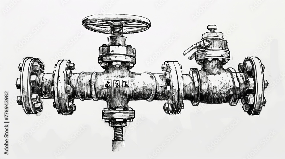 pictogram closing shut-off valve, elegant ink techniques, illustrations ...