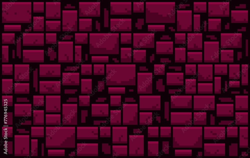 ภาพประกอบสต็อก Pixel art 2D Brick Red Wall Texture, dungeon tile set ...