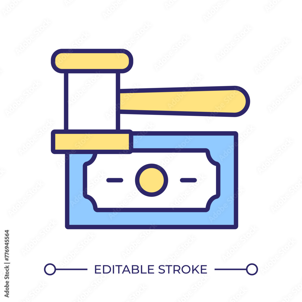 Fine RGB color icon. Fee management, financial administration. Penalty ...