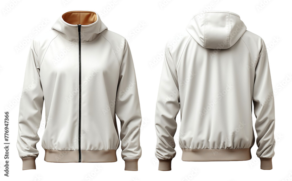 Plain white jacket mockup, Front and back view, isolated on transparent ...