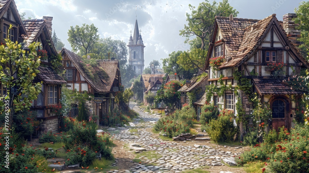 Medieval Village: Capture quaint medieval village streets, timber ...