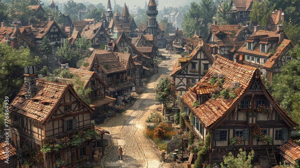 Medieval Village: Capture quaint medieval village streets, timber ...