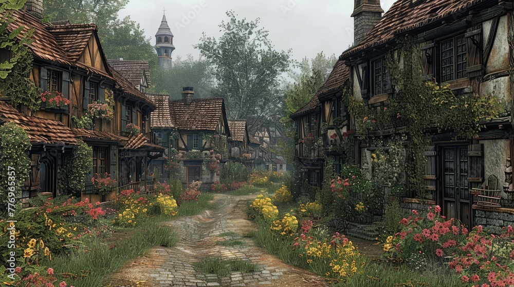 Medieval Village: Capture quaint medieval village streets, timber ...