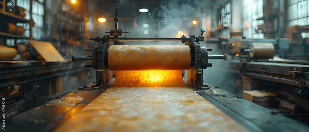 Operating Printing Press to Create Large Format Materials. Concept ...