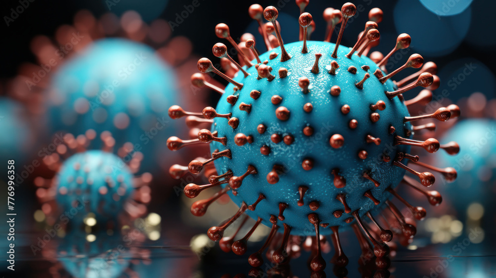 dangerous blue with copper antennas color virus bacteria are in the air ...