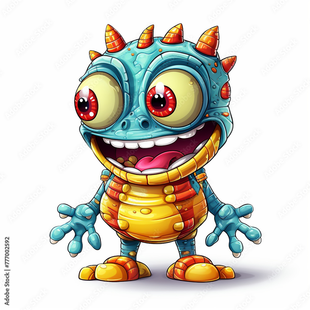 Cartoon Alien on a White Background. Generated Image. A digital ...