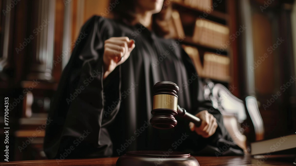 Woman judge in robes bottom view. Symbols of women's justice. Justice ...