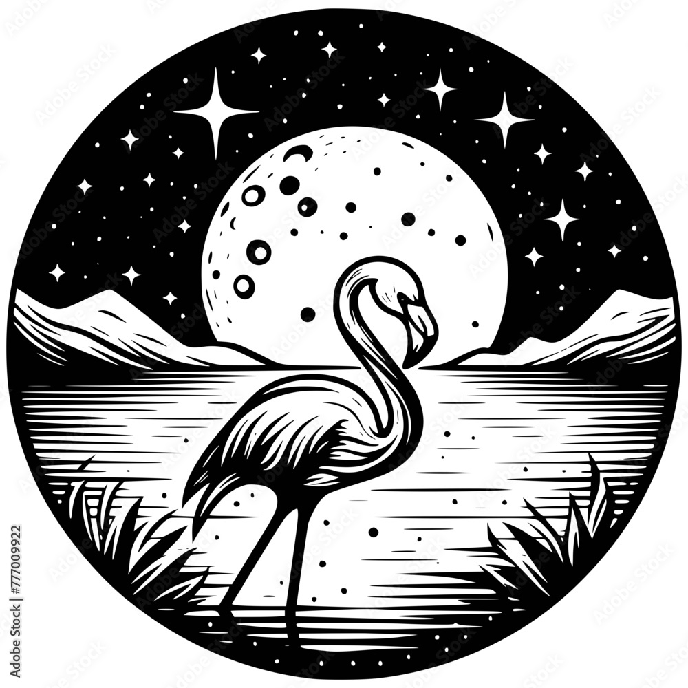 Flamingo Scene Flamingo Lake Svg Flamingo Scene Svg Flamingo Svg Flamingo Print Png