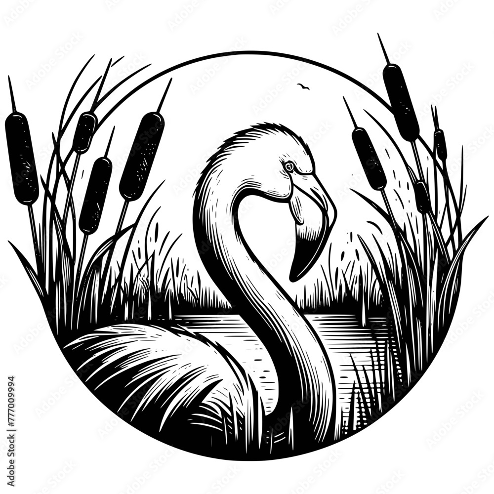 Flamingo Scene Flamingo Lake Svg Flamingo Scene Svg Flamingo Svg Flamingo Print Png