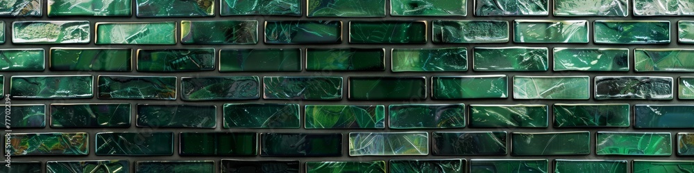 Dark green ceramic tile wall background, seamless texture. Dark emerald ...