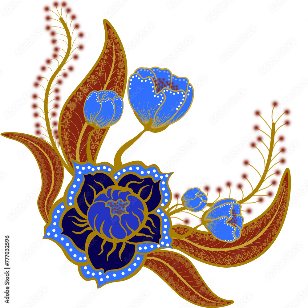 batik motifs of flower petals and leaves, Javanese batik patterns with ...