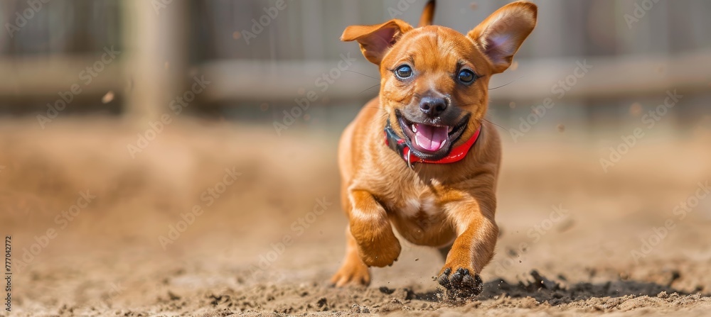 Elegant greyhound puppy sprinting on a track, demonstrating exceptional ...