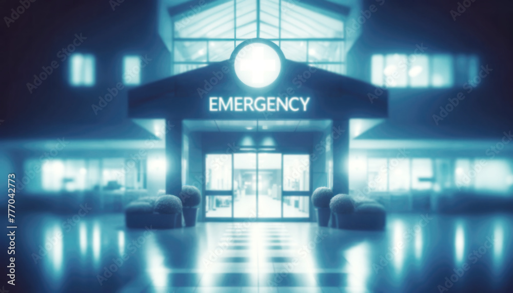 Blurred background of the nightlight entrance of an emergency ...