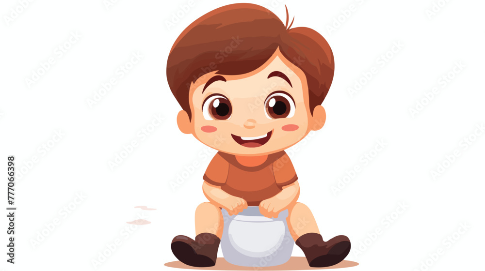 Cartoon boy sitting on the potty flat vector isolated Stock Vector ...