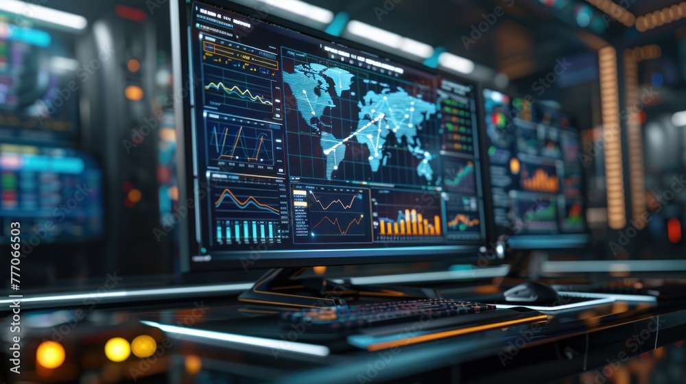 Business concept showing graphs and charts with numbers and lines in ...