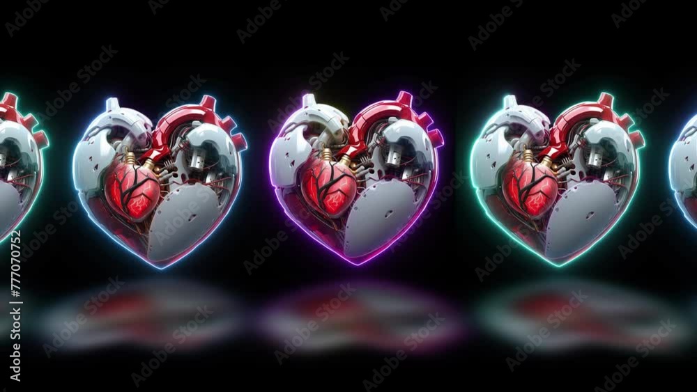 Digital 3d High Tech Heart Animation. Futuristic 3d Heart Rhythm ...
