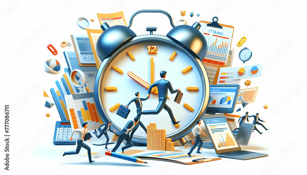 3d flat icon as Deadline Rush Capturing the intensity of meeting ...