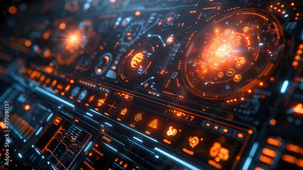 A detailed image of a computer monitor displaying a dashboard straight ...