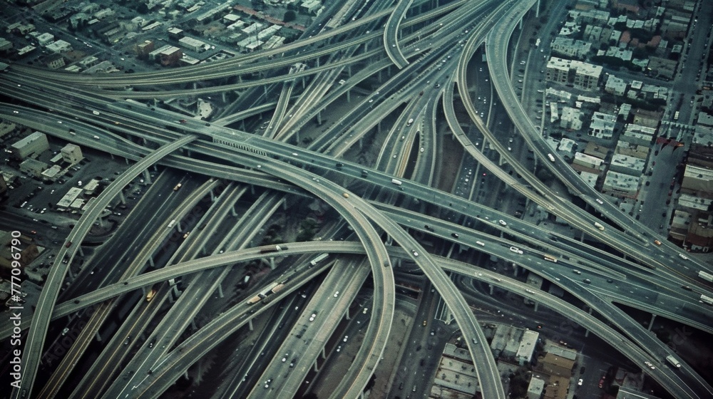 An expansive network of crisscrossing highways and bridges connecting ...