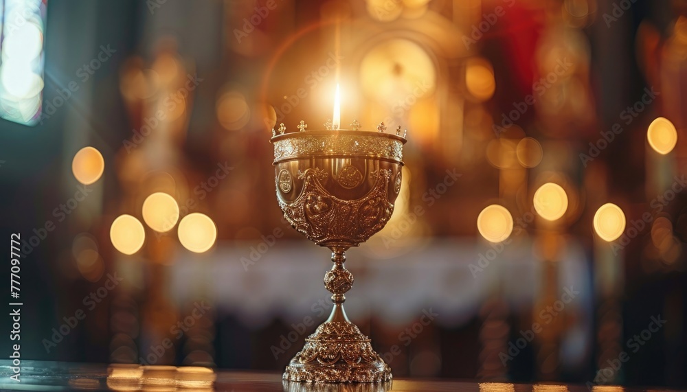 Catholic illustration of a chalice and a consecrated host Stock Photo ...