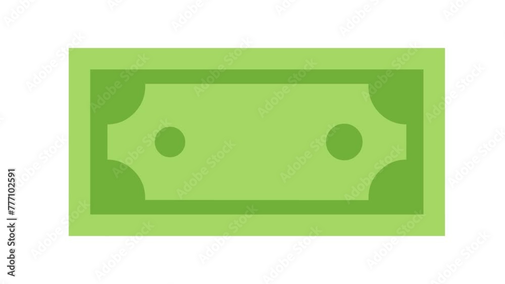 2D animated dollar bills on white screen or chroma key, concept of ...