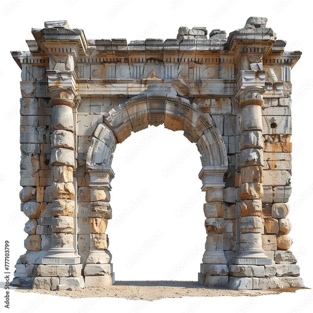 Ancient Greek arch of triumph isolated on white background with shadow ...