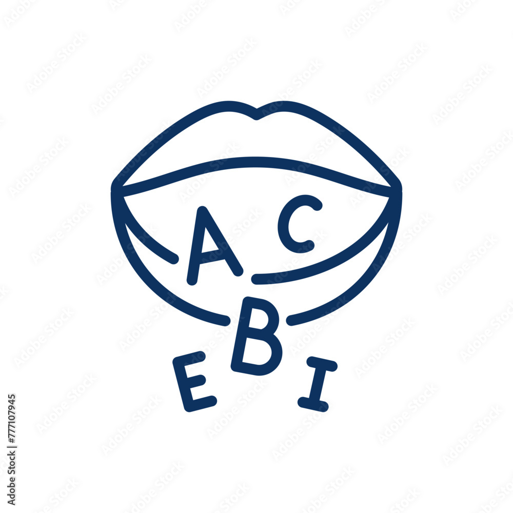 Phonetics and Speech Training Icon. Thin Line Illustration of a Mouth ...