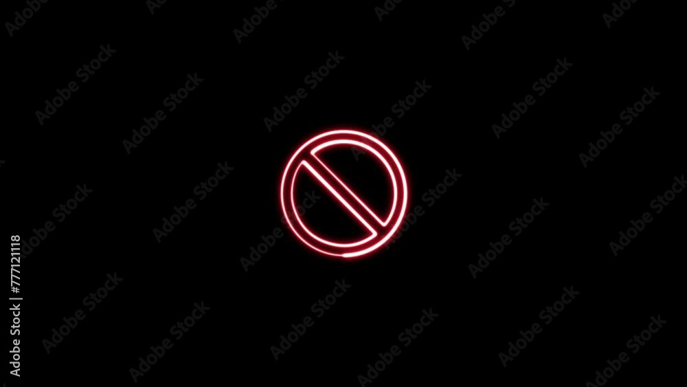 Glowing neon Ban sign animation. Neon Prohibited Sign Animation on ...