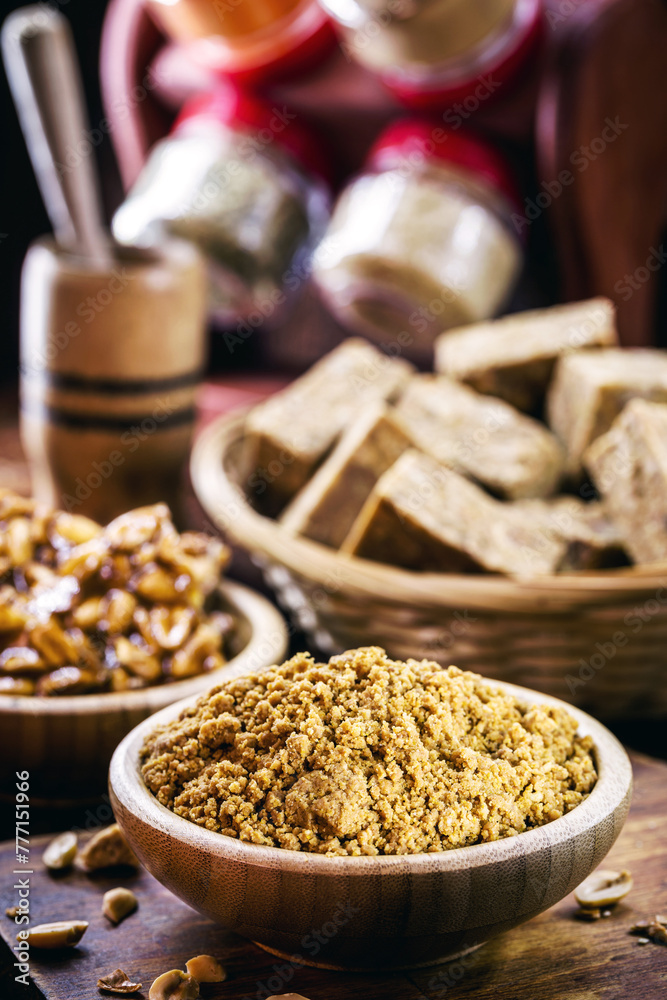 Paçoca, homemade sweet made from ground peanuts, sugar and salt, or ...