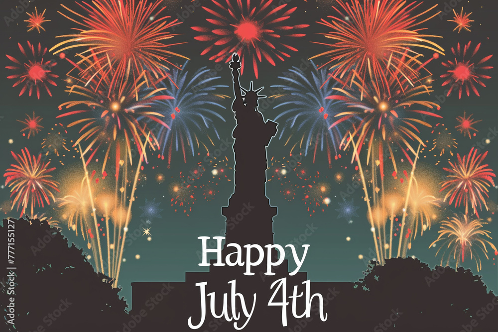 A classy "Happy July 4th" poster featuring a minimalist design of the ...