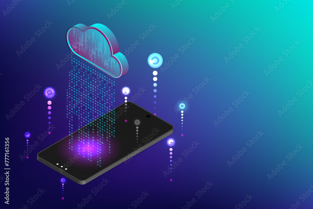 Hi-tech abstract background of cloud computing concept. Technology Connecting to cloud computing ...