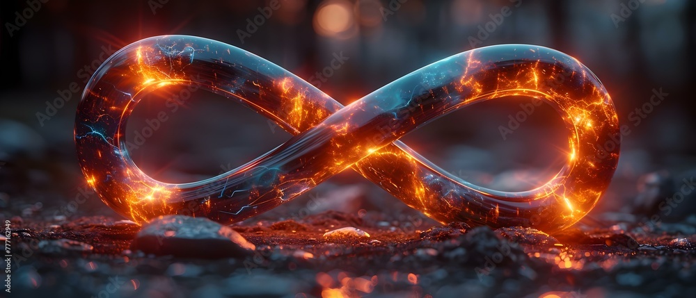 Futuristic digital infinity symbol representing DevOps in isometric ...