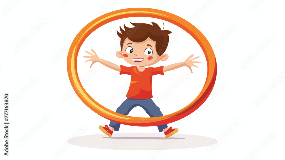 Cartoon little boy twirling hula hoop flat vector isolated Stock Vector ...