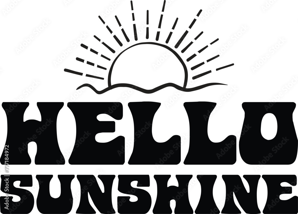 Retro hello sunshine Svg, Retro Groovy svg, boho svg, hippie svg ...