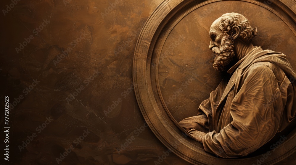 philosopher, framed in a circular border positioned at the extreme ...