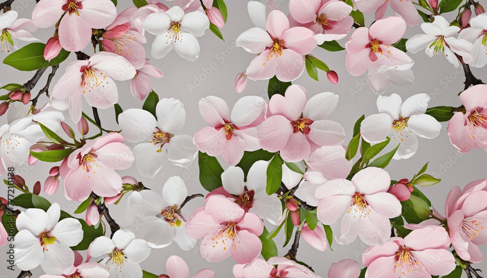 collection of soft pastel cherry blossoms flowers isolated on a ...