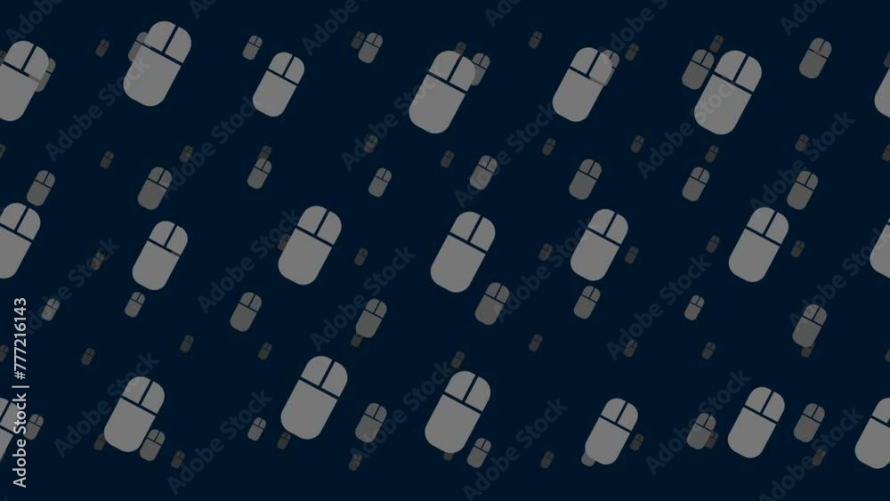Computer mouse symbols float horizontally from left to right. Parallax ...