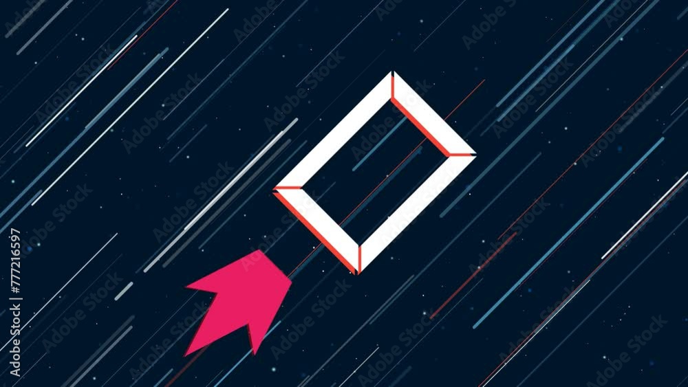 Photo frame symbol flies through the universe on a jet propulsion. The ...