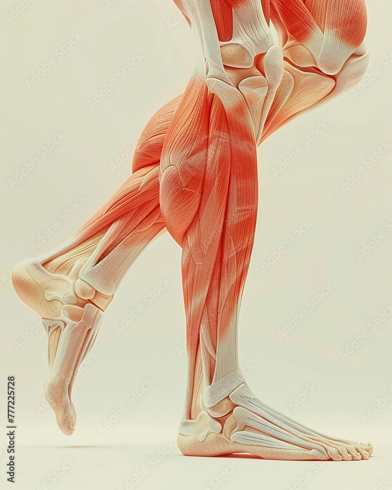 the calf muscles in closeup, showcasing their powerful contraction and ...