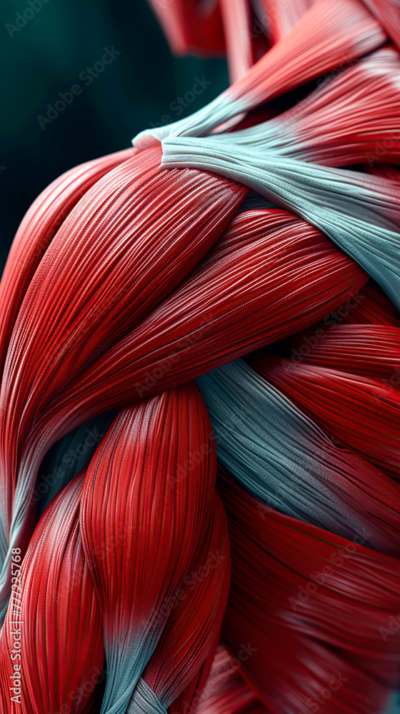 the latissimus dorsi muscles in closeup, highlighting their fanlike ...