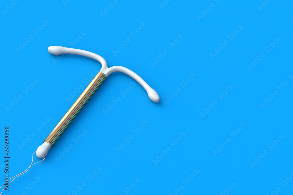 Birth Control Device On Blue Background T Shape Female Contraceptive