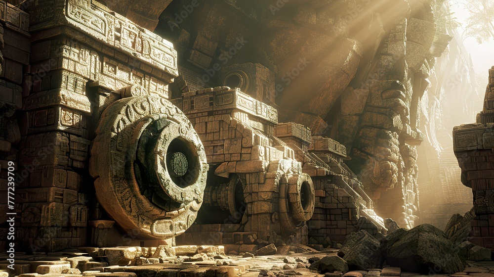 Forgotten civilization, colossal stone machinery, arcane energy source ...