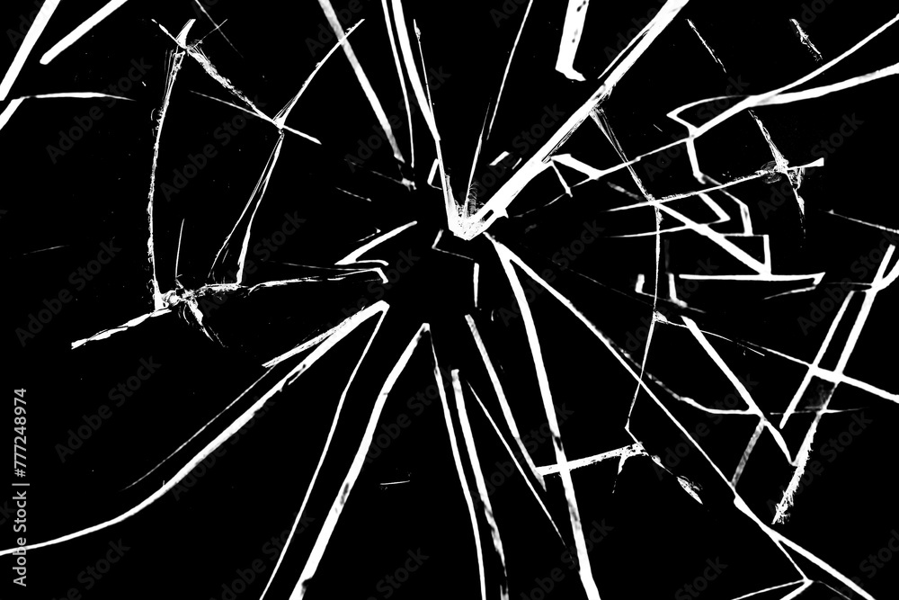 Broken glass. Cracked window texture realistic destruction hole in ...