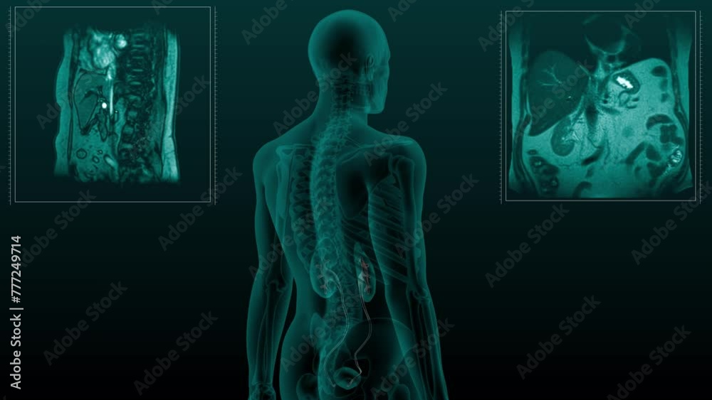 Magnetic resonance tomography scan of the human urinary system. 3d ...