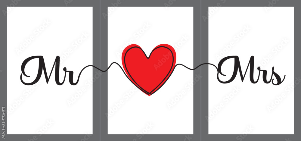 Mr and Mrs. design for weddings and anniversary card , and Wall Frame ...