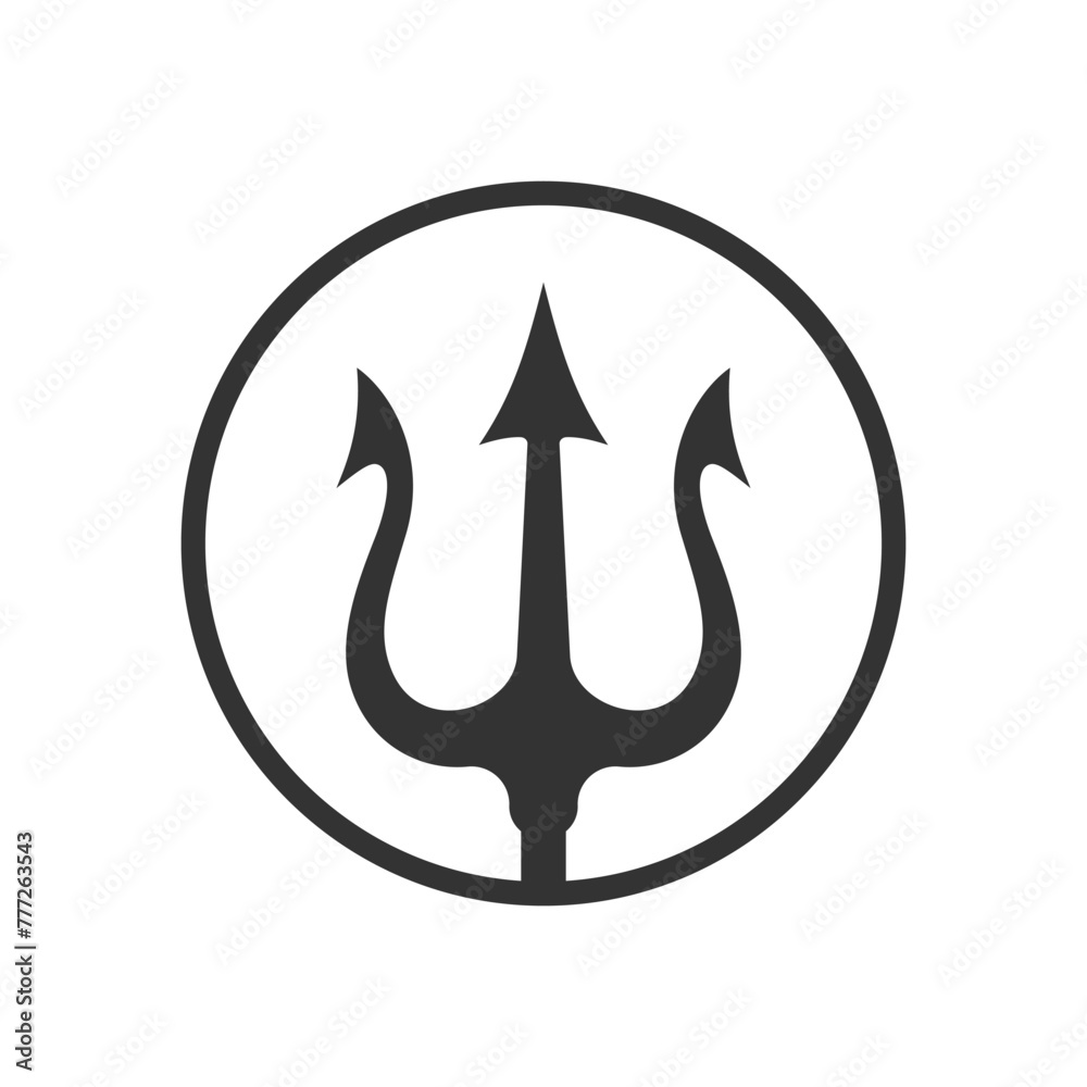 Trident graphic icon. Trident Poseidon sign in the circle isolated on ...