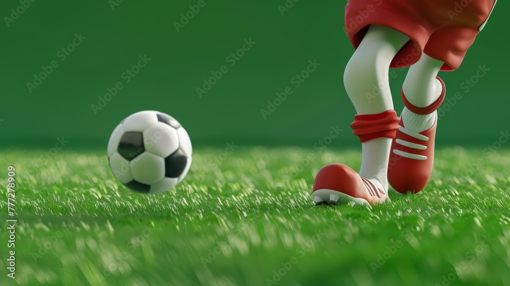 Isolated on green background, funny cartoon character leg runs with ...