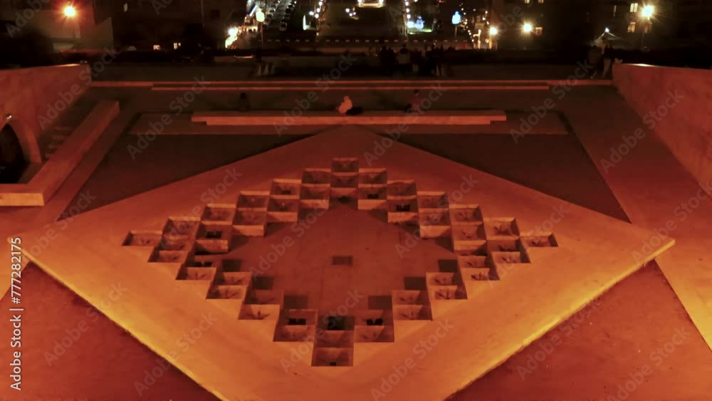 Night view of Yerevan city center from warmly illuminated Cascade ...