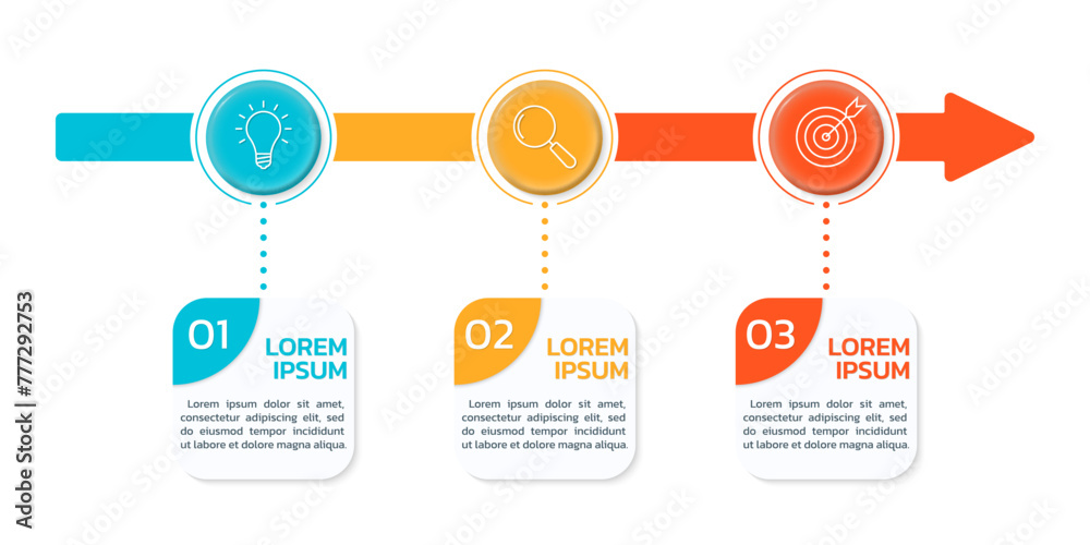 3 step info graphic design. Timeline diagram, chart infographic with ...