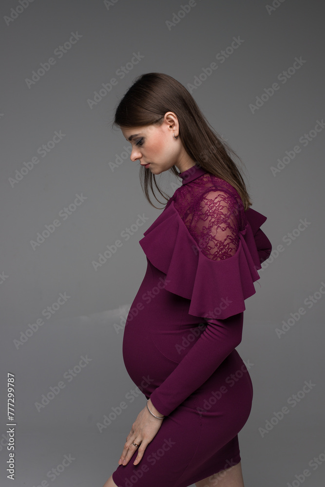 fashion pregnant model, portrait of a pregnant woman in dress ...